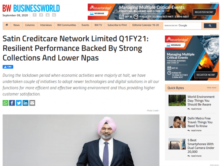 News & Media - Satin Creditcare Network Limited.